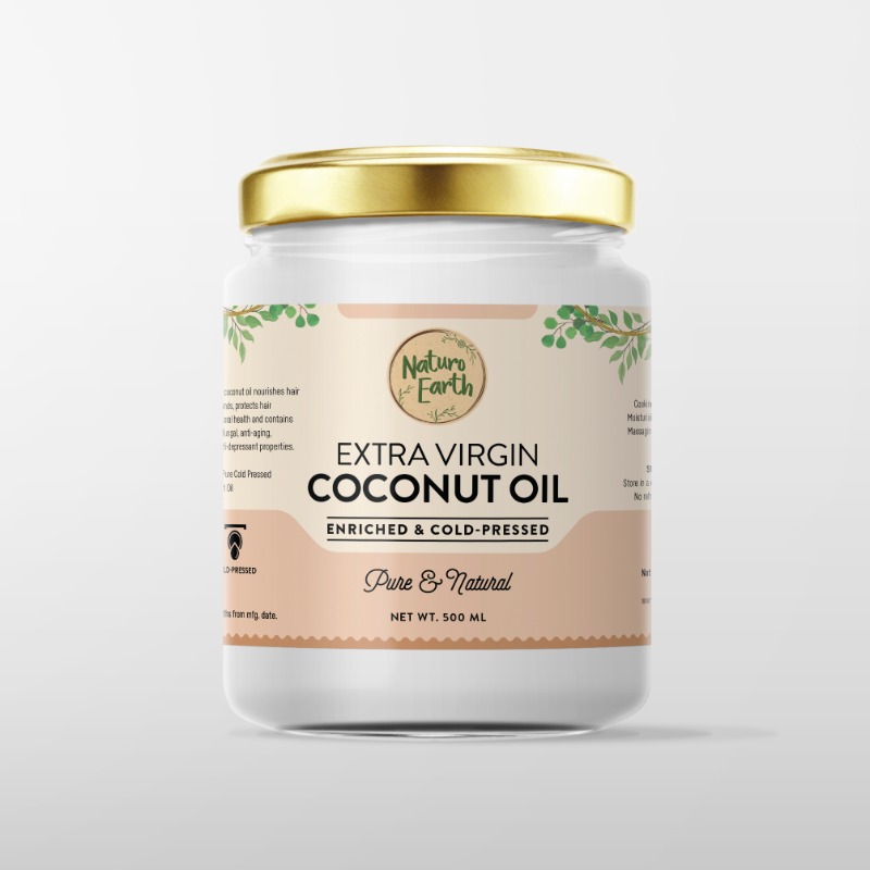 Naturo Earth Organic Cold Pressed Extra Virgin Coconut Oil, 500 Ml | Jeevee