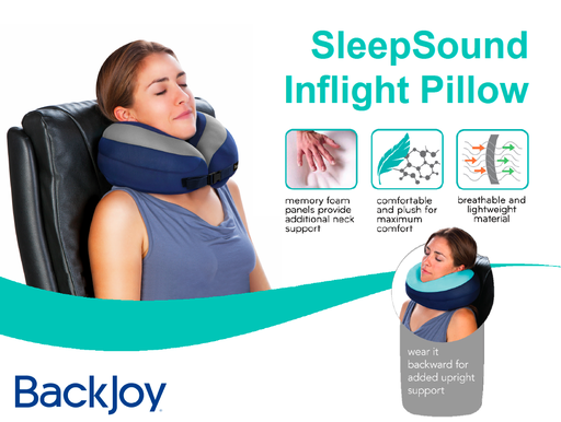 Backjoy Sleepsound Inflight Pillow - Blue | Jeevee