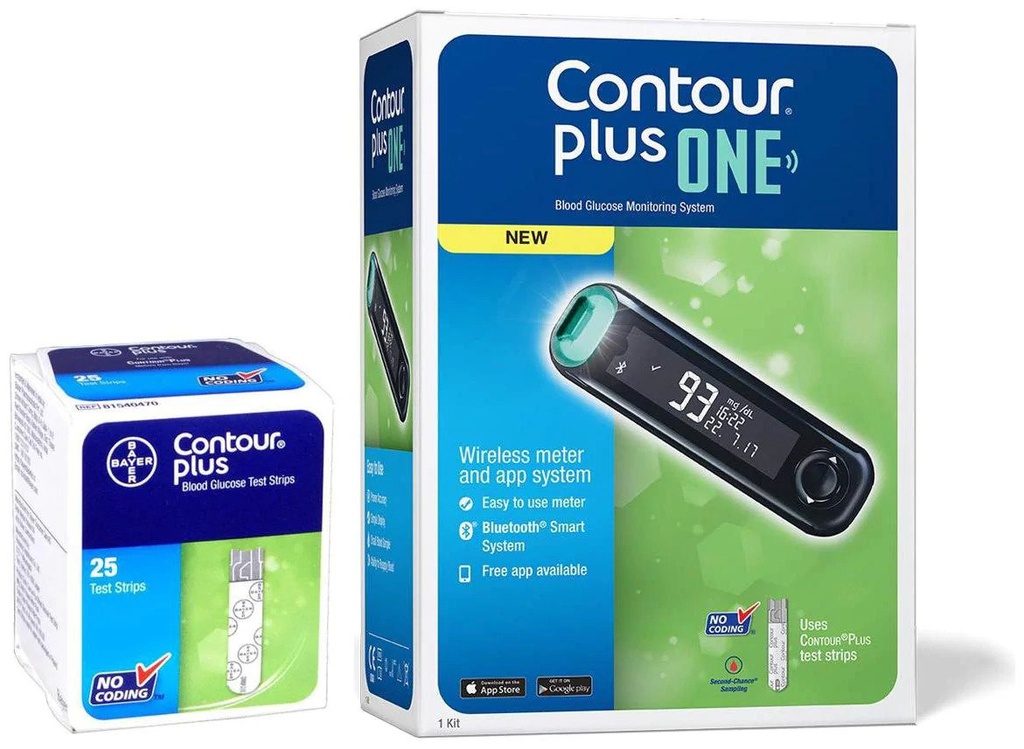 Contour Plus One Combo Pack (glucometer With 25 Strips) | Jeevee