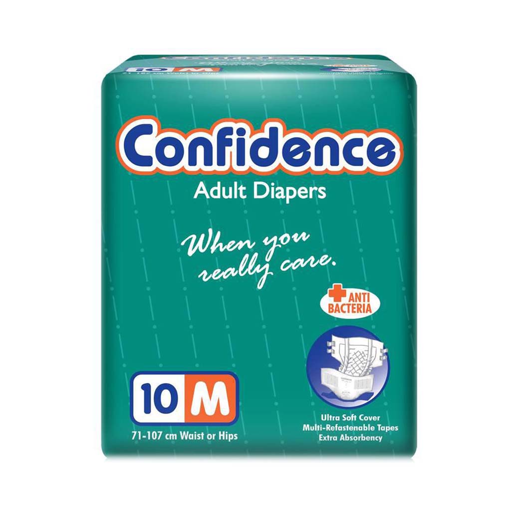 Confidence Adult Diaper - Medium, 10 Pcs | Jeevee