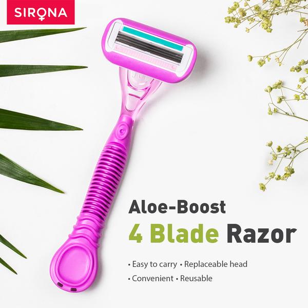 Sirona Reusable Hair Removal Razor For Women With Aloe Boost, Shaving ...