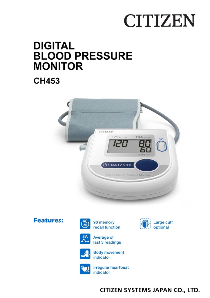 Citizen Digital Blood Pressure Monitor - Chu453 | Jeevee