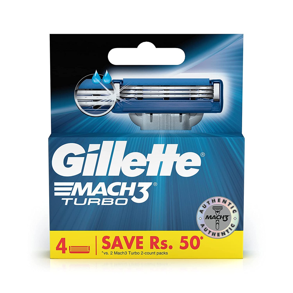 Gillette Mach 3 Turbo Manual Shaving Razor Blades - 4s Pack (cartridge ...