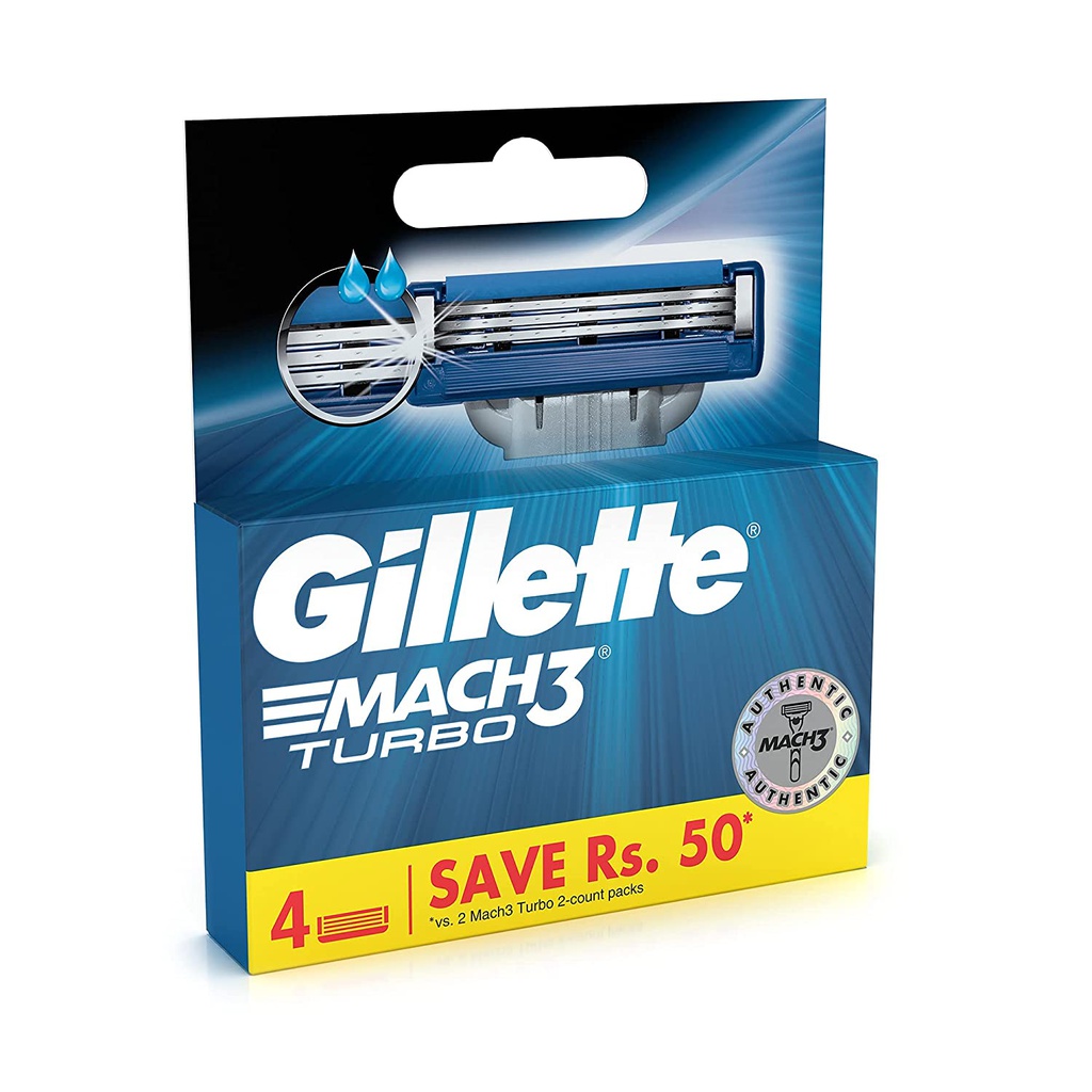 Gillette Mach 3 Turbo Manual Shaving Razor Blades - 4s Pack (cartridge ...