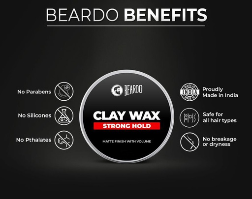 Beardo Clay Wax - Strong Hold, 75g | Jeevee