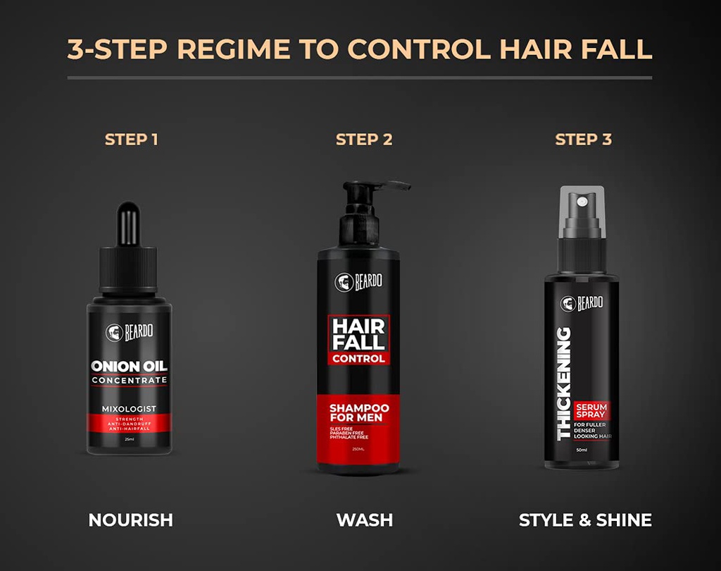 Beardo Complete Hair Fall Control Kit (growth Oil, Hair Serum And Hair Fall Control Shampoo ...