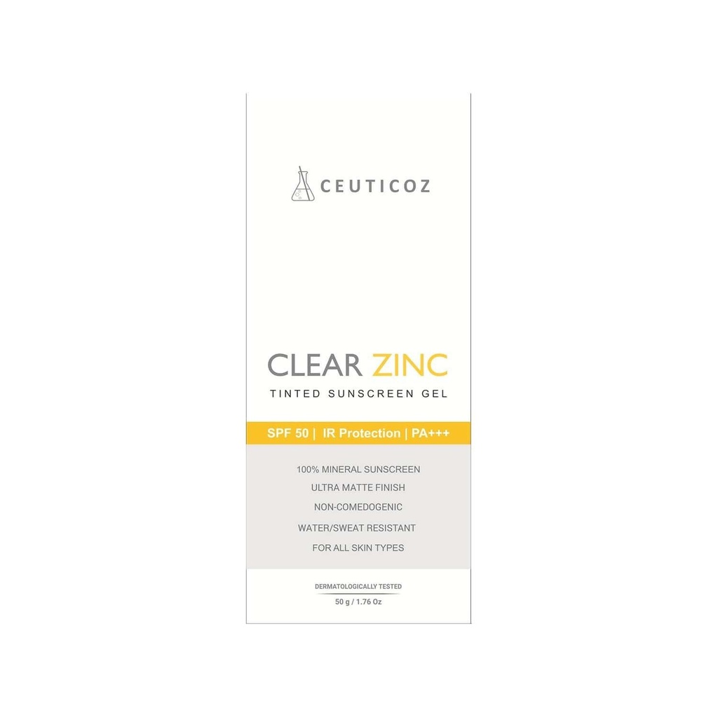 Ceuticoz Clear Zinc Tinted Sunscreen Gel Spf 50 - 50 Gm | Jeevee