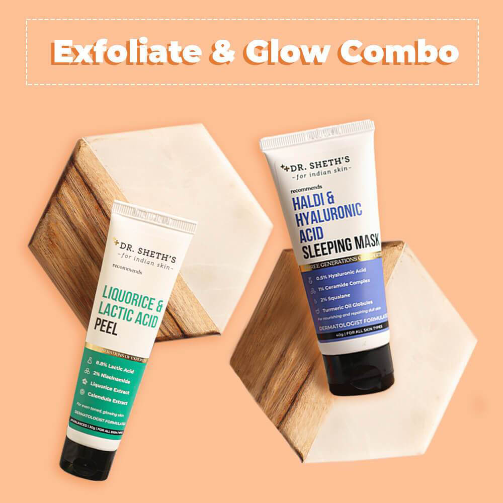 Dr. Sheth’s Exfoliate & Glow Combo (dr. Sheth's Liquorice & Lactic Acid Peel - 30 Gm & Dr Sheth ...