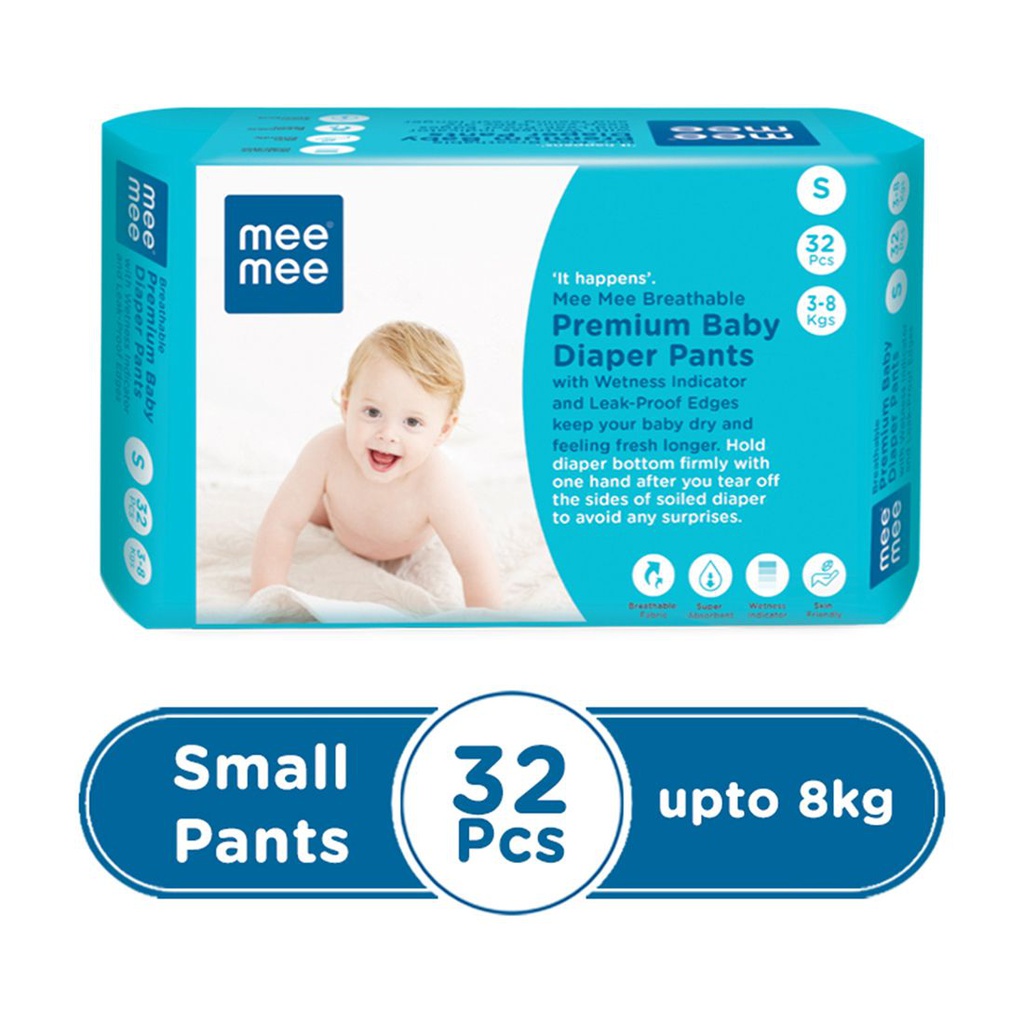 Mee Mee Baby Diaper Pants S- 32 Mm-3060 S (pk-32) | Jeevee