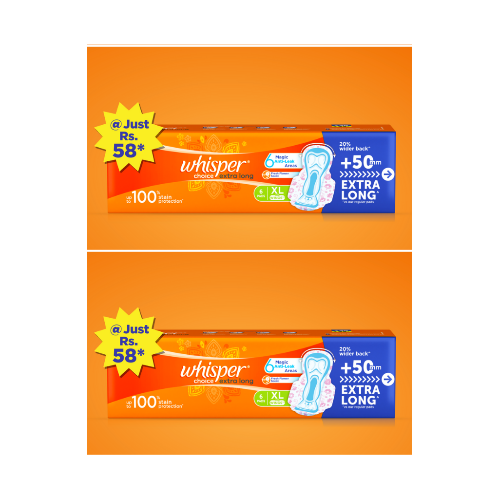 Whisper Choice Sanitary Pads Extra Long Size With Wings 6 Pc Pack (pack ...