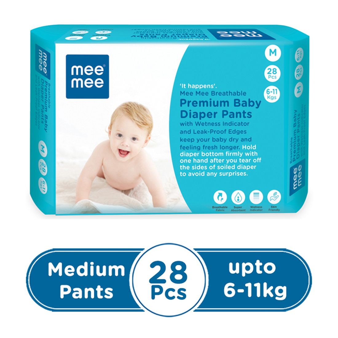 Mee Mee Baby Diaper Pants M- 28 [mm-3060 M Pk-28] | Jeevee