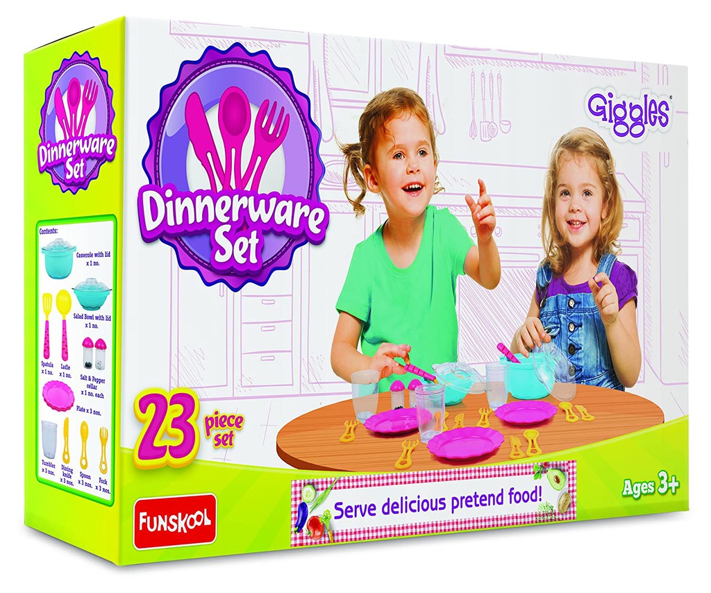 Funskool Dinnerware Set , 23 Colourful Pretend And Play Cooking Set ...