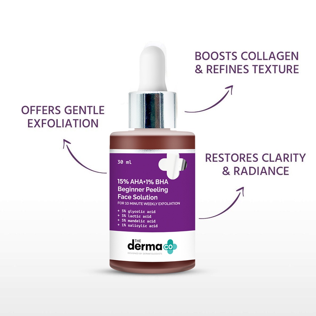 The Derma Co. 15% Aha+1% Bha Beginner Face Peeling Solution 30ml | Jeevee