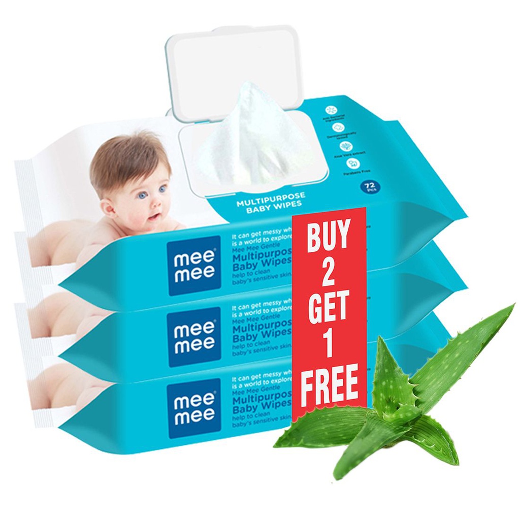 Mee Mee Gentle Baby Wipes With Lid 72 Pieces (buy 2 Get 1 Free) | Jeevee