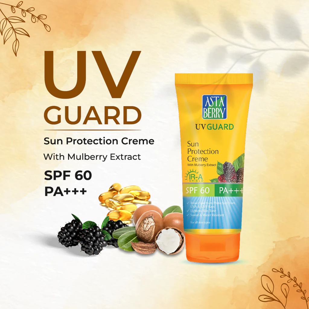 Astaberry Uv Guard Sun Protection Creme Spf 60 - 50 Ml | Jeevee