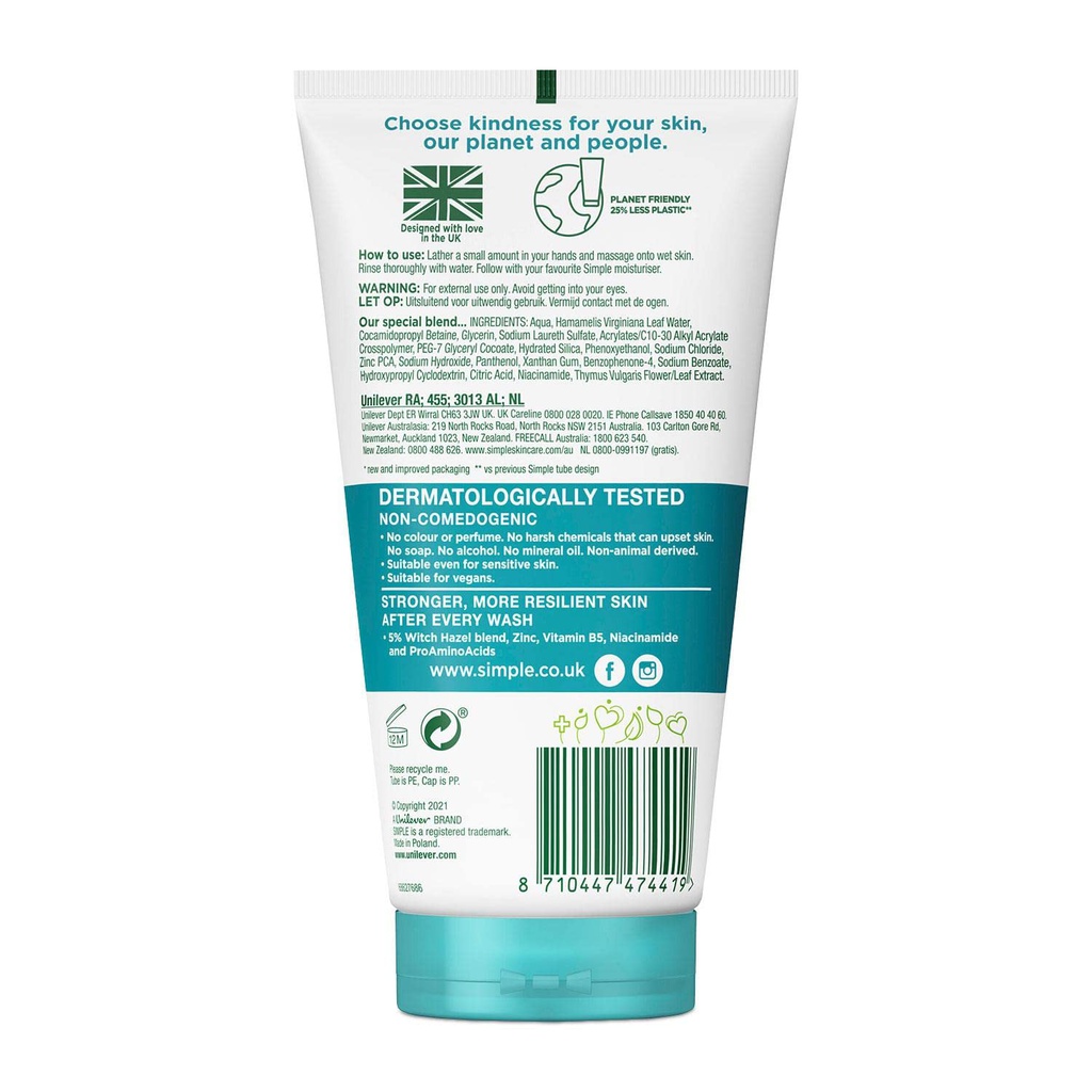 Simple Daily Skin Detox Purifying Face Wash 150ml | Jeevee