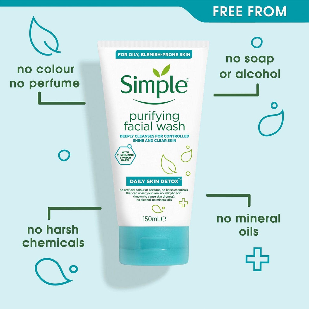 Simple Daily Skin Detox Purifying Face Wash 150ml | Jeevee