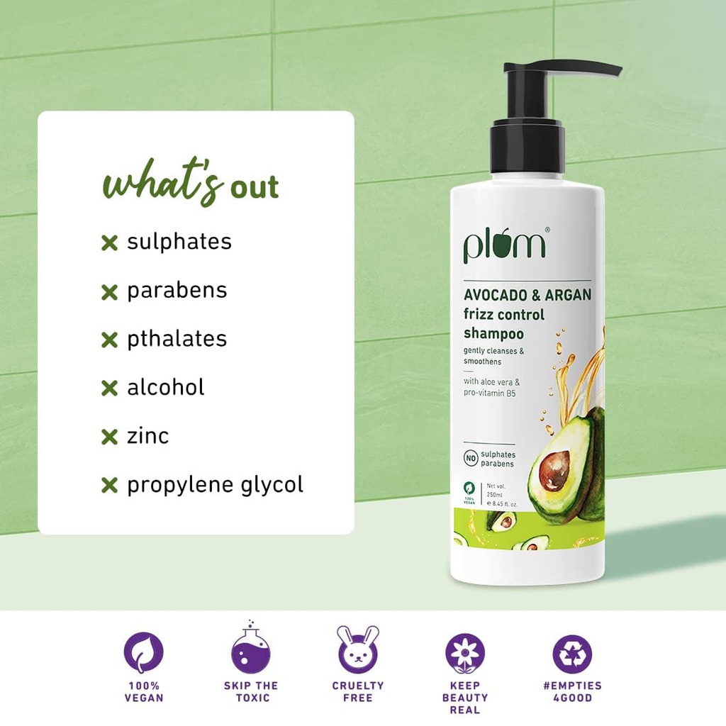 Plum Avocado & Argan Frizz Control Shampoo 250ml | Jeevee