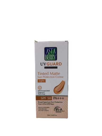 Astaberry Uv Guard Tinted Matte Sun Protection Creme 75g (light) | Jeevee