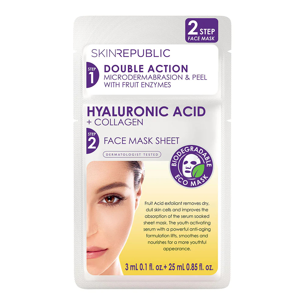 Skin Republic 2 Step Hyaluronic Acid+collagen Face Mask 25ml | Jeevee