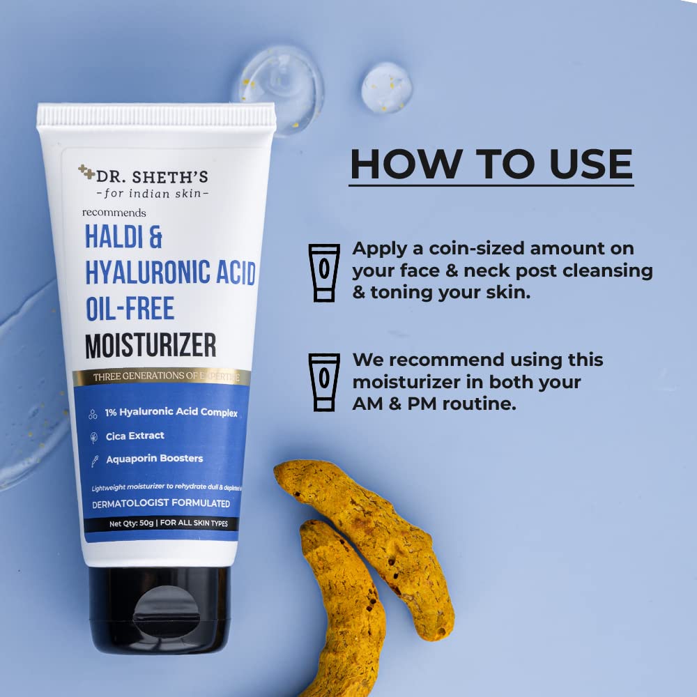 Dr. Sheth’s Haldi & Hyaluronic Acid Oil-free Moisturizer - 50g | Jeevee