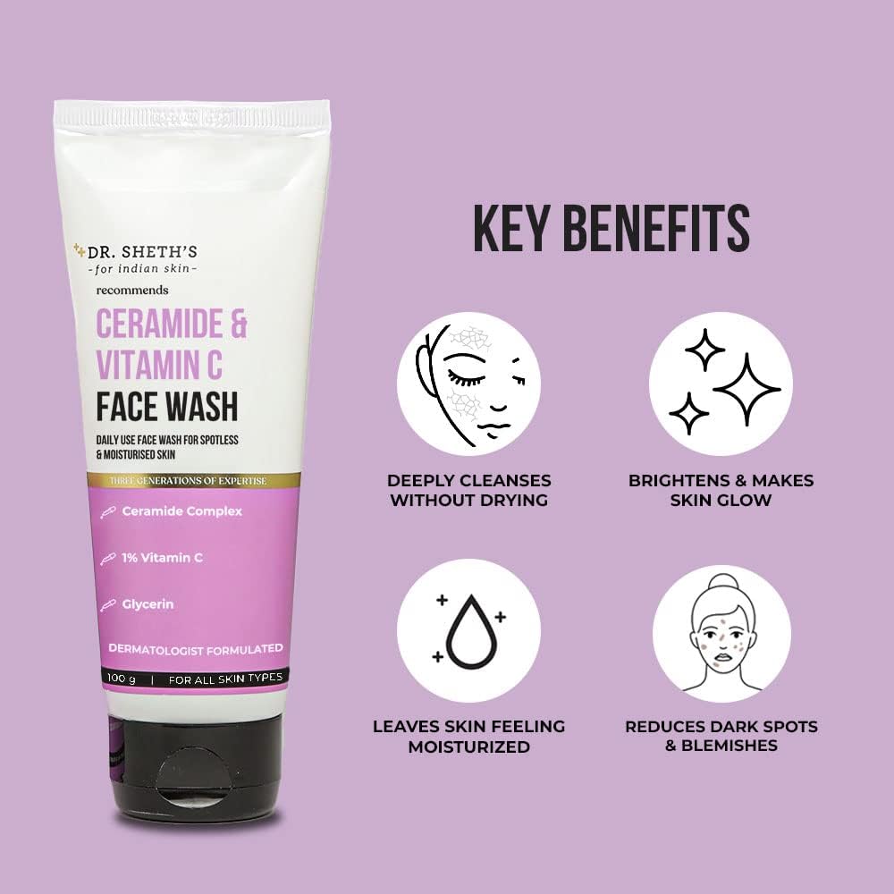 Dr. Sheth’s Ceramide & Vitamin C Face Wash -100g | Jeevee