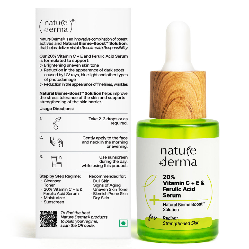 Nature Derma 20% Vitamin C + E And Ferulic Acid Serum - 30 Ml | Jeevee