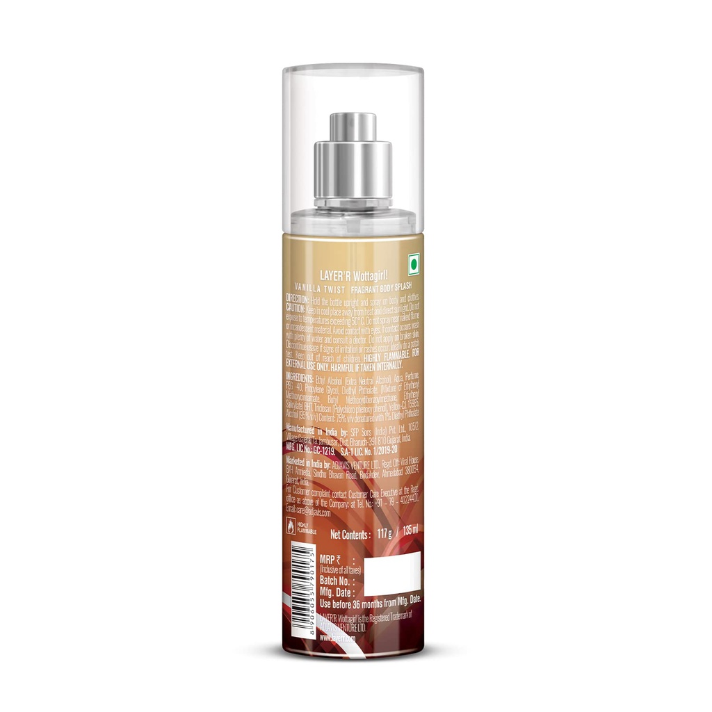 Layer'r Wottagirl Vanilla Twist Body Splash For Women, 135ml | Jeevee