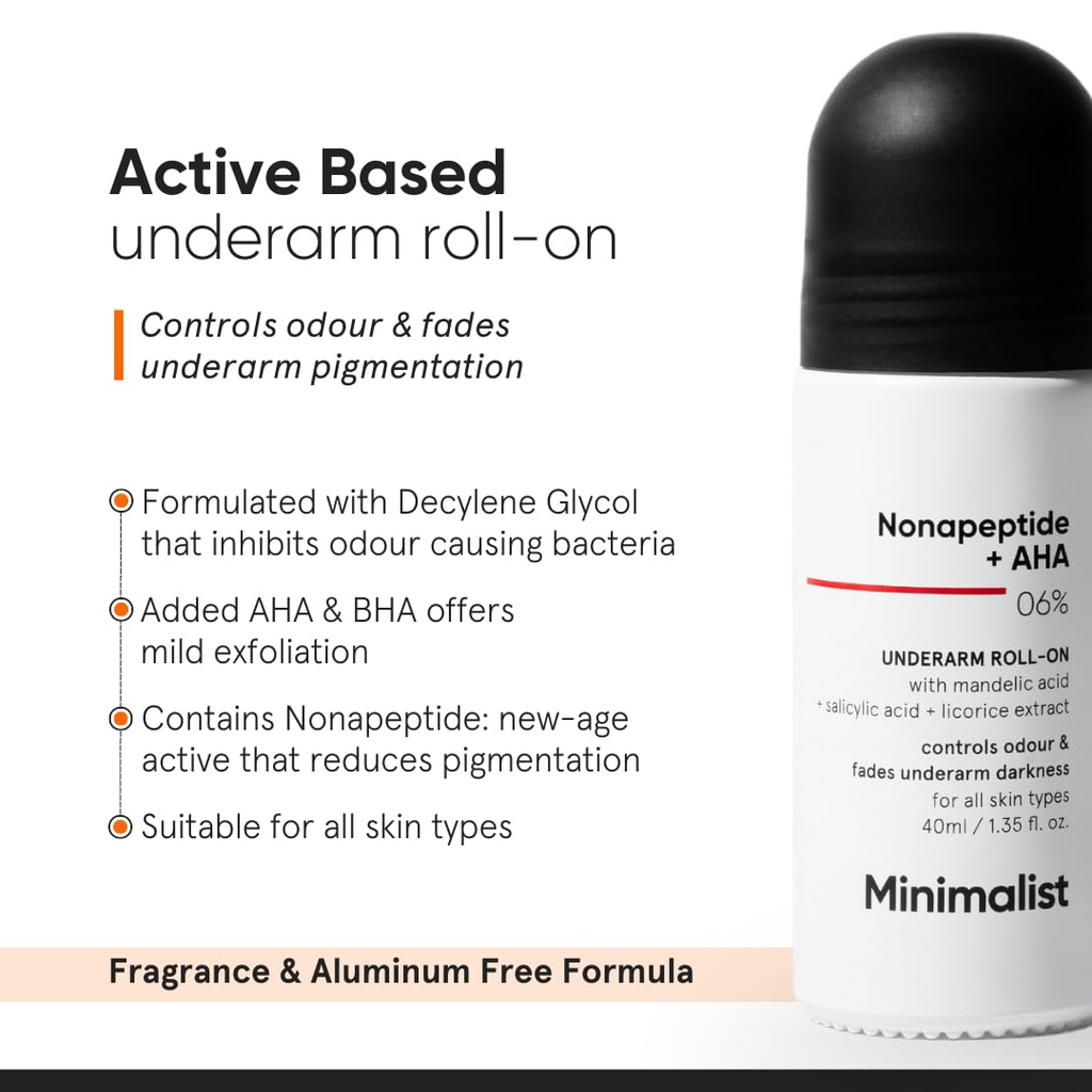 Minimalist Nonapeptide+aha 6% Underarm Roll-on 40ml | Jeevee