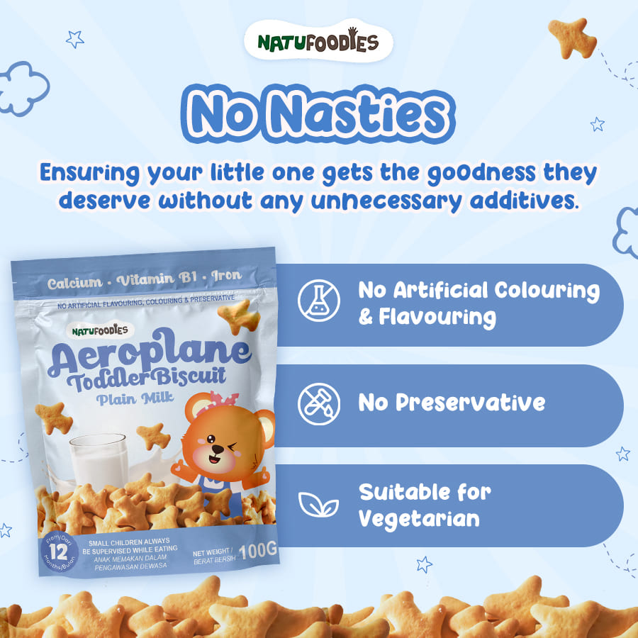 Natu Foodies Aeroplane Toddler Biscuits – Plain Milk | Jeevee