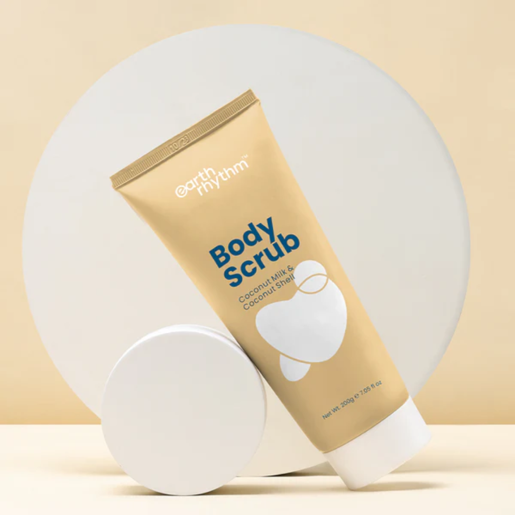 Earth Rhythm Body Scrub Coconut Milk & Coconut Shell- 200 Gm | Jeevee