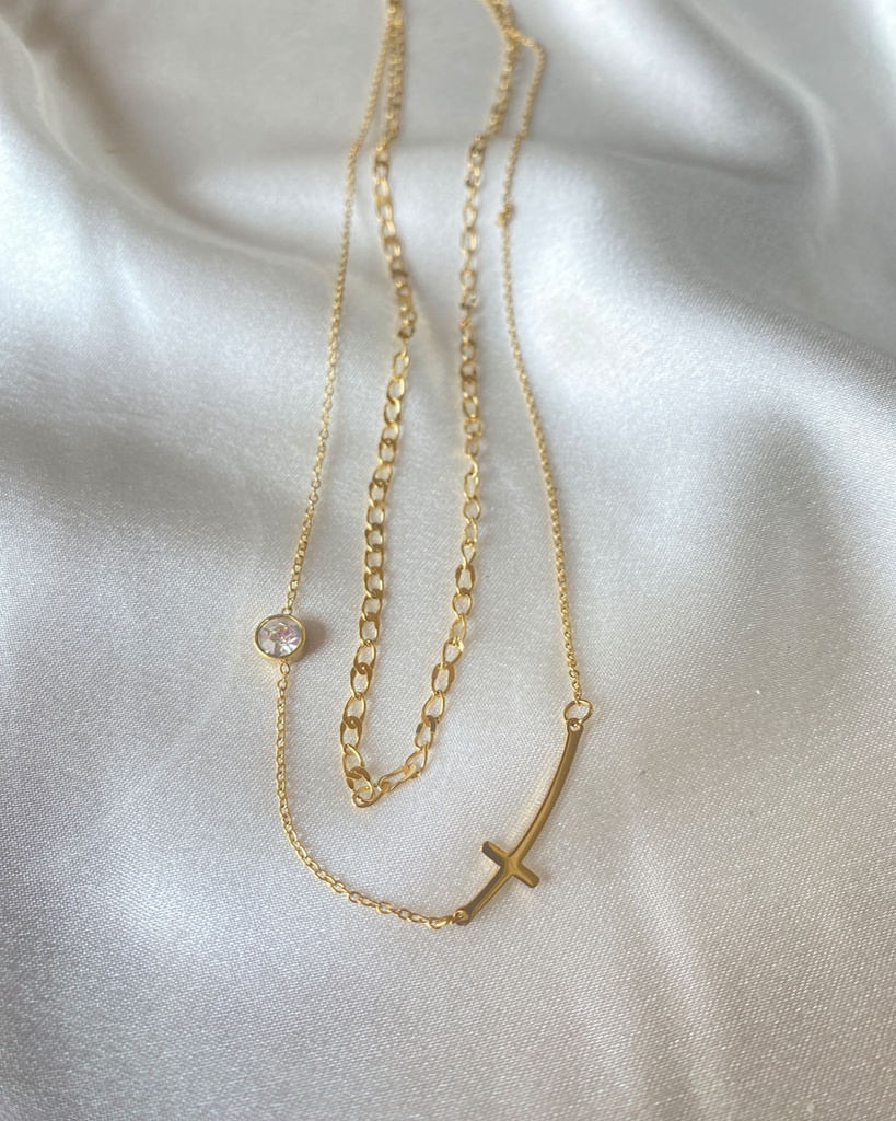Salt Double Layer Cross Necklace | Jeevee