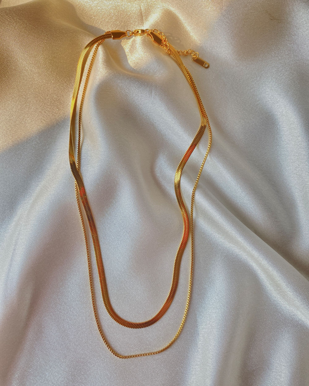 Salt Double Gold Chain Necklace | Jeevee