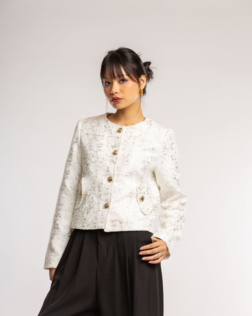 Salt Cropped Foil Blazer (xs) | Jeevee