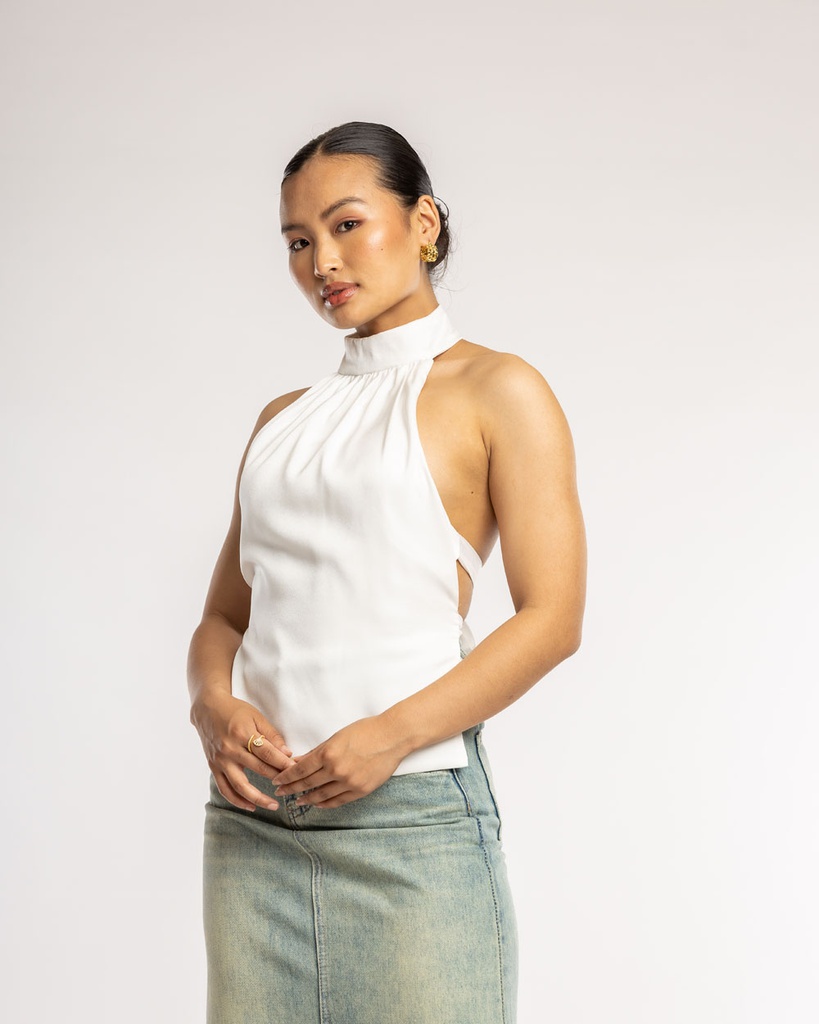 Salt Satin Effect Halter Top (m) | Jeevee