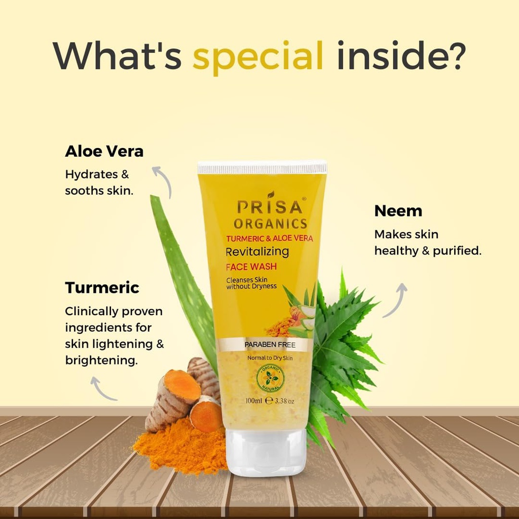 Prisa Turmeric & Alovera Face Wash - 100ml | Jeevee
