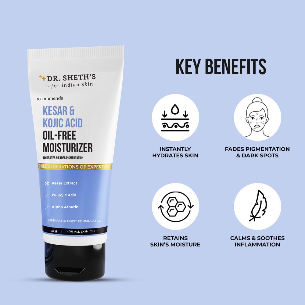 Dr. Sheth's Kesar & Kojic Acid Oil-free Moisturizer - 50gm | Jeevee