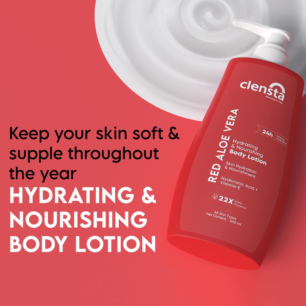 Clensta Red Aloe Vera Hydrating & Nourishing Body Lotion (400 Ml) | Jeevee
