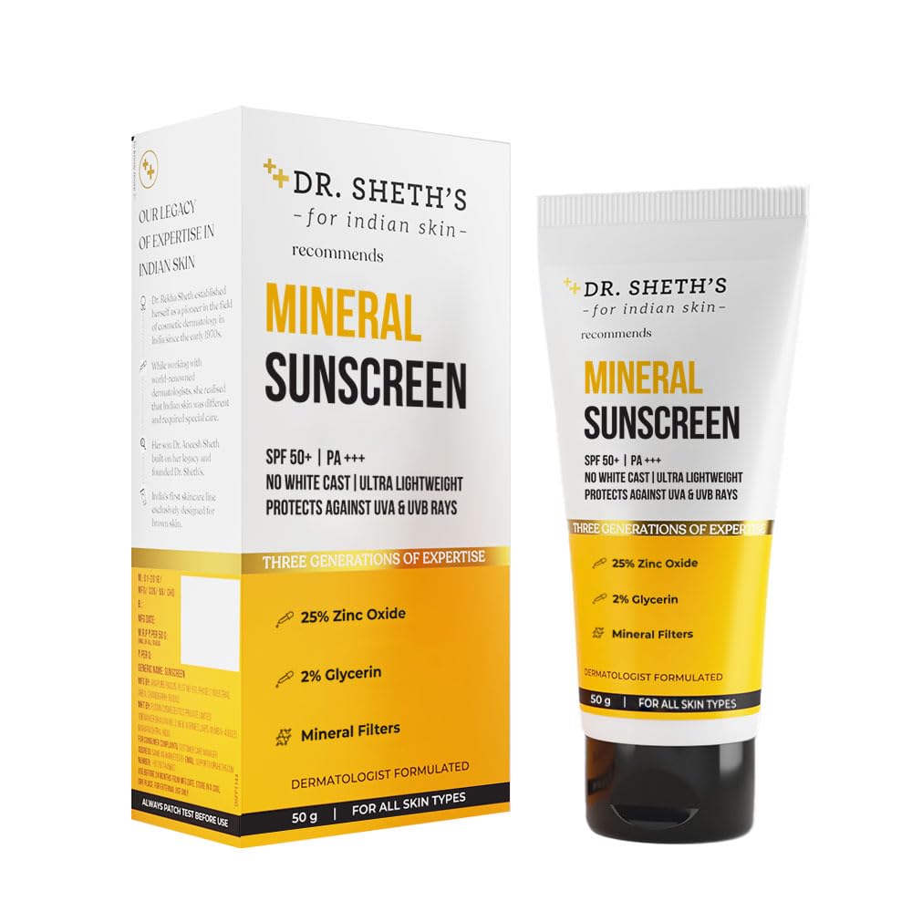 Dr. Sheth's Mineral Sunscreen With Spf 50+ & Pa+++ 50gm | Jeevee