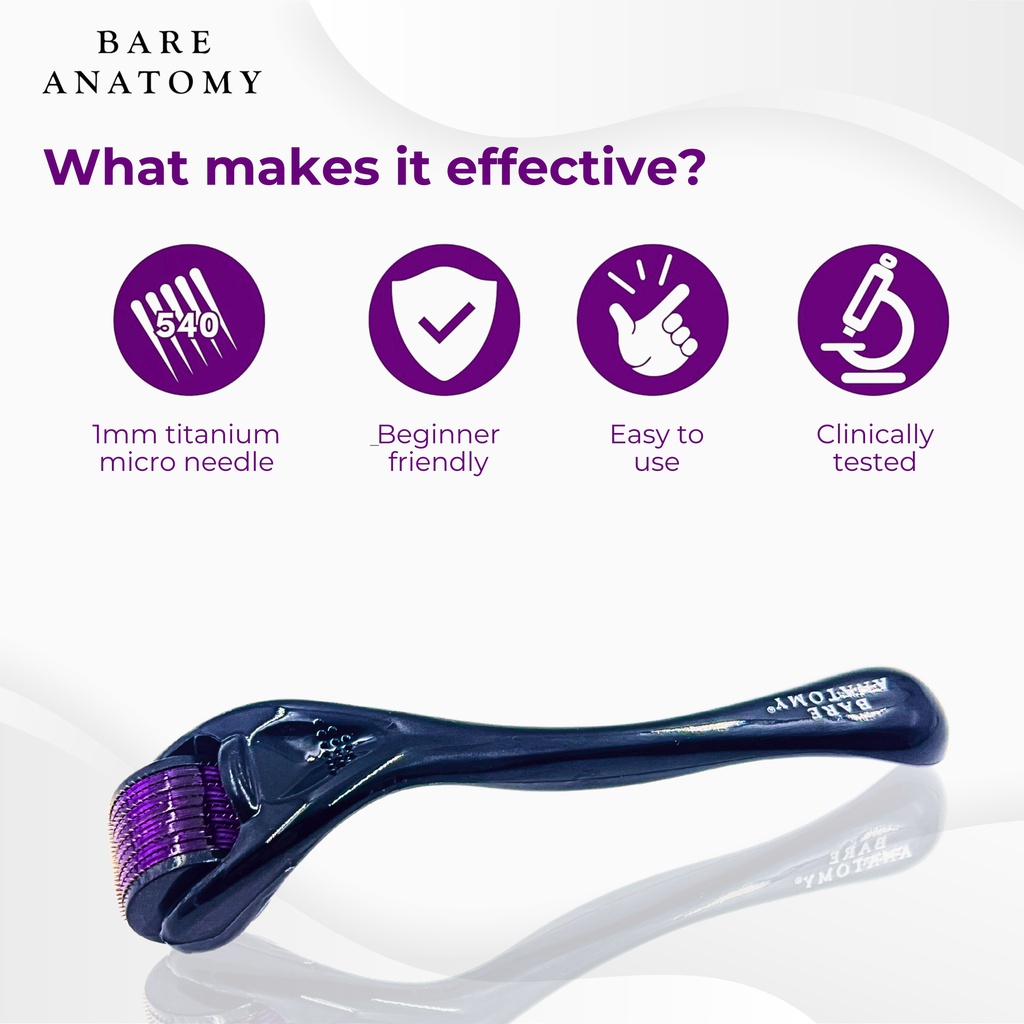 Bare Anatomy Derma Roller 0.5mm With 540 Titanium Needles - 50g | Jeevee