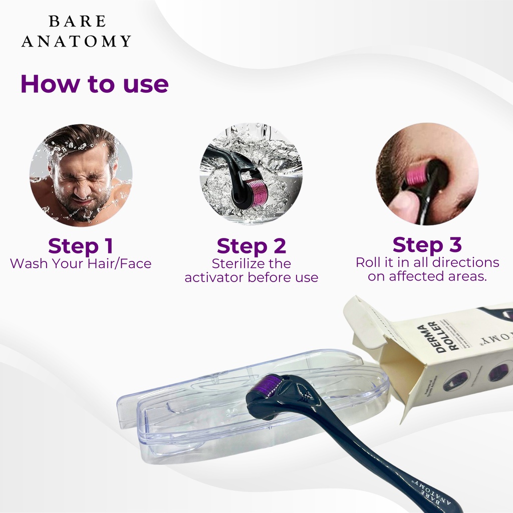 Bare Anatomy Derma Roller 0.5mm With 540 Titanium Needles - 50g | Jeevee