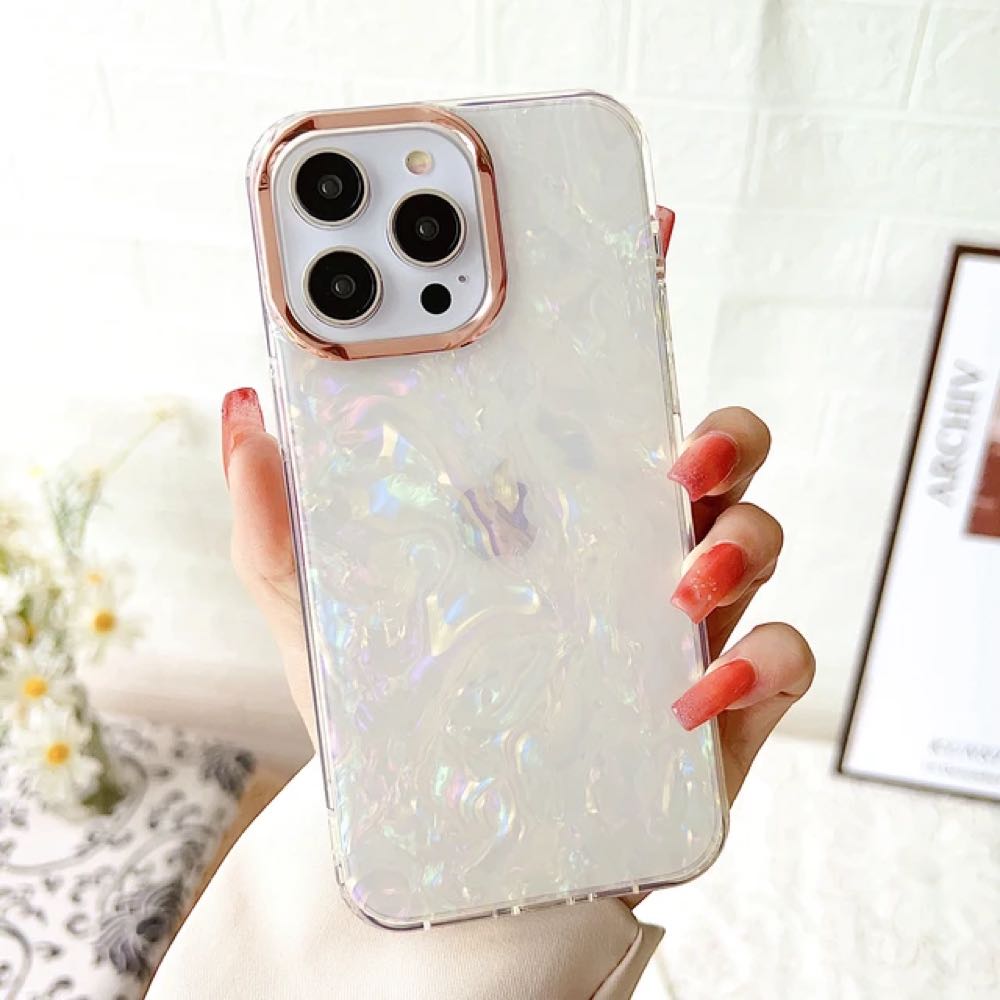 Luxury Pearly Shell Case For Iphone 13 (white) | Jeevee