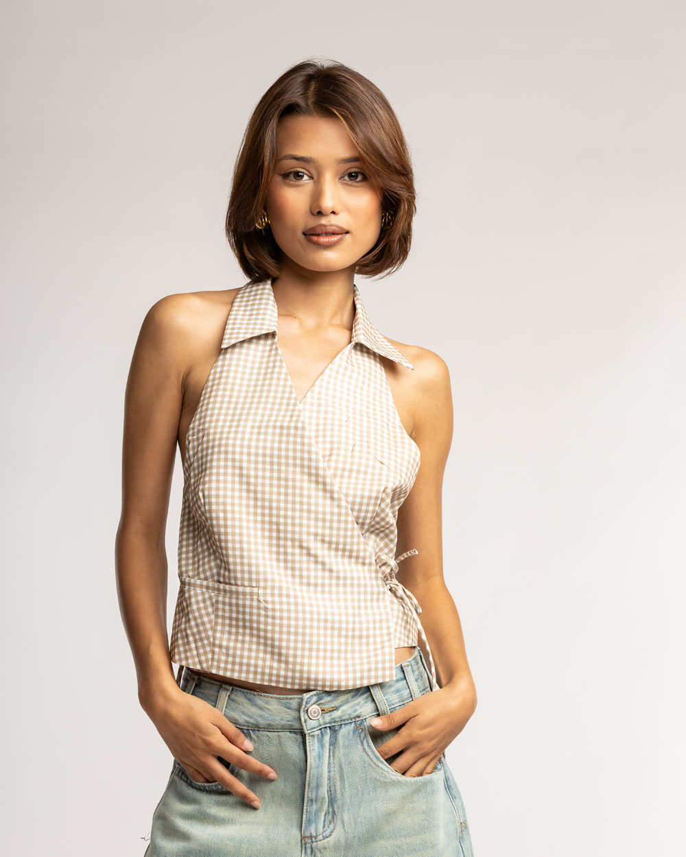 Salt Gingham Halter Top (l) | Jeevee