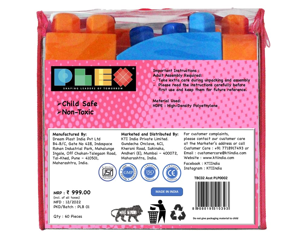Plex 100 Pcs Building Blocks For Kids -pink Bag | Jeevee
