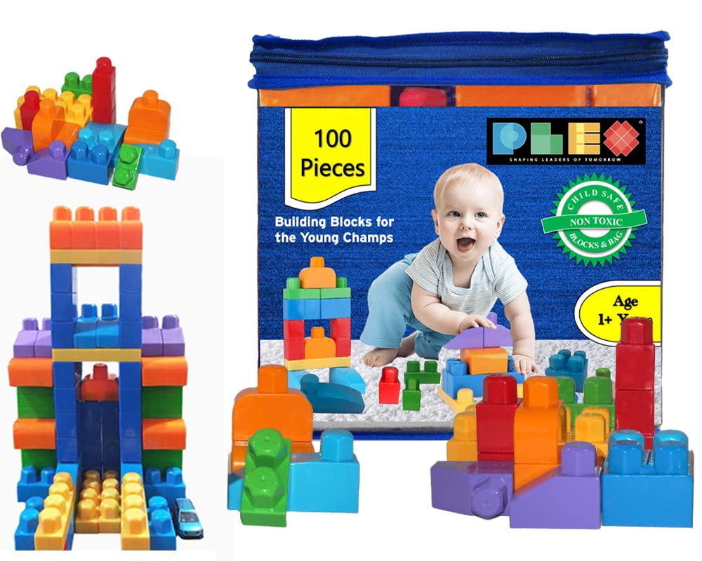 Plex 100 Pcs Building Blocks For Kids -blue Bag | Jeevee