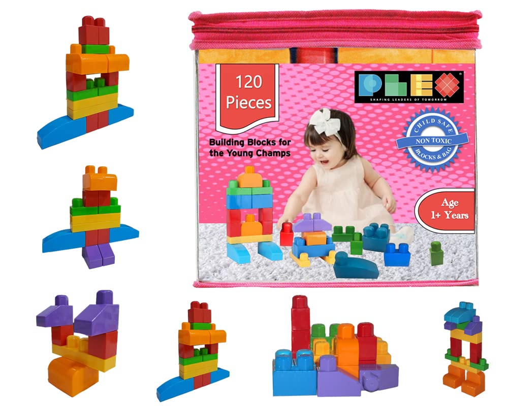 Plex 120 Pcs Building Blocks For Kids -pink Bag | Jeevee