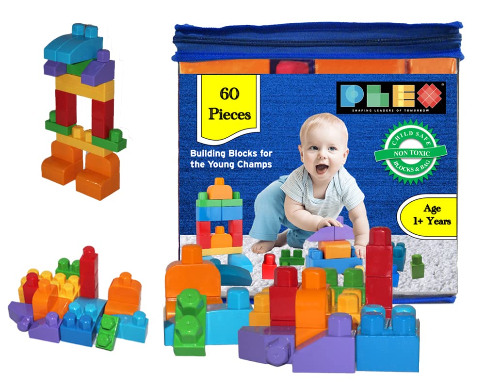 Plex 60 Pcs Building Blocks For Kids -blue Bag | Jeevee