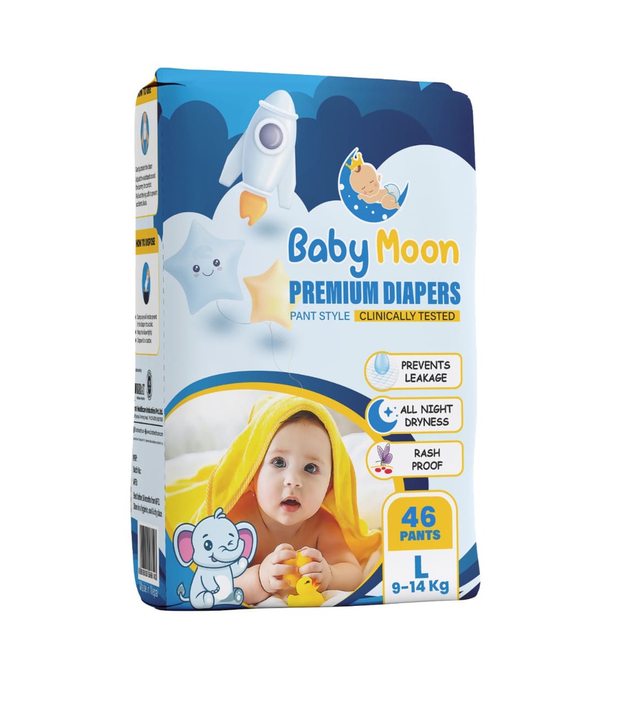 Babymoon Premium Diapers Large- 46 Pcs | Jeevee