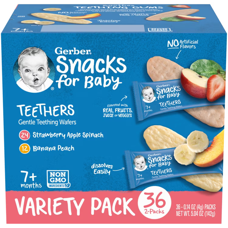 Gerber Gentle Teething Wafers, Variety Pack Baby Teethers | Jeevee