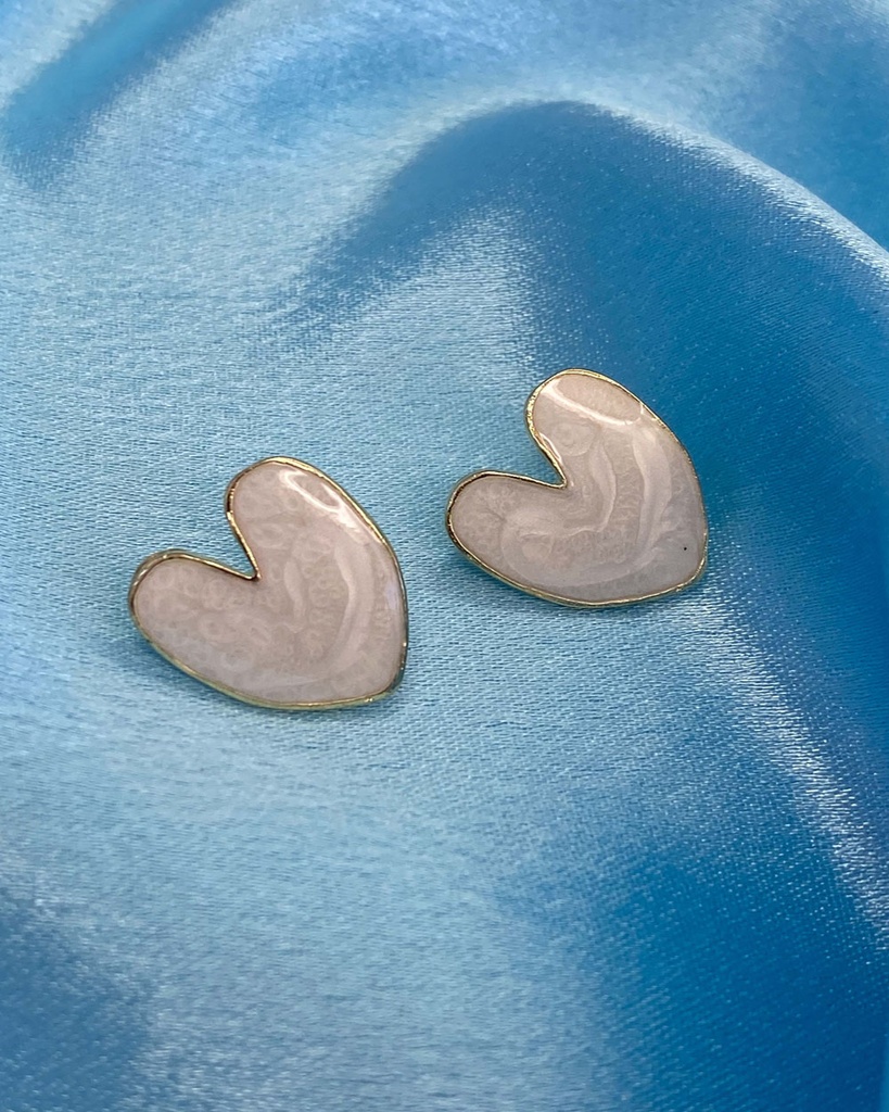 Pepper Big White Heart Earrings | Jeevee